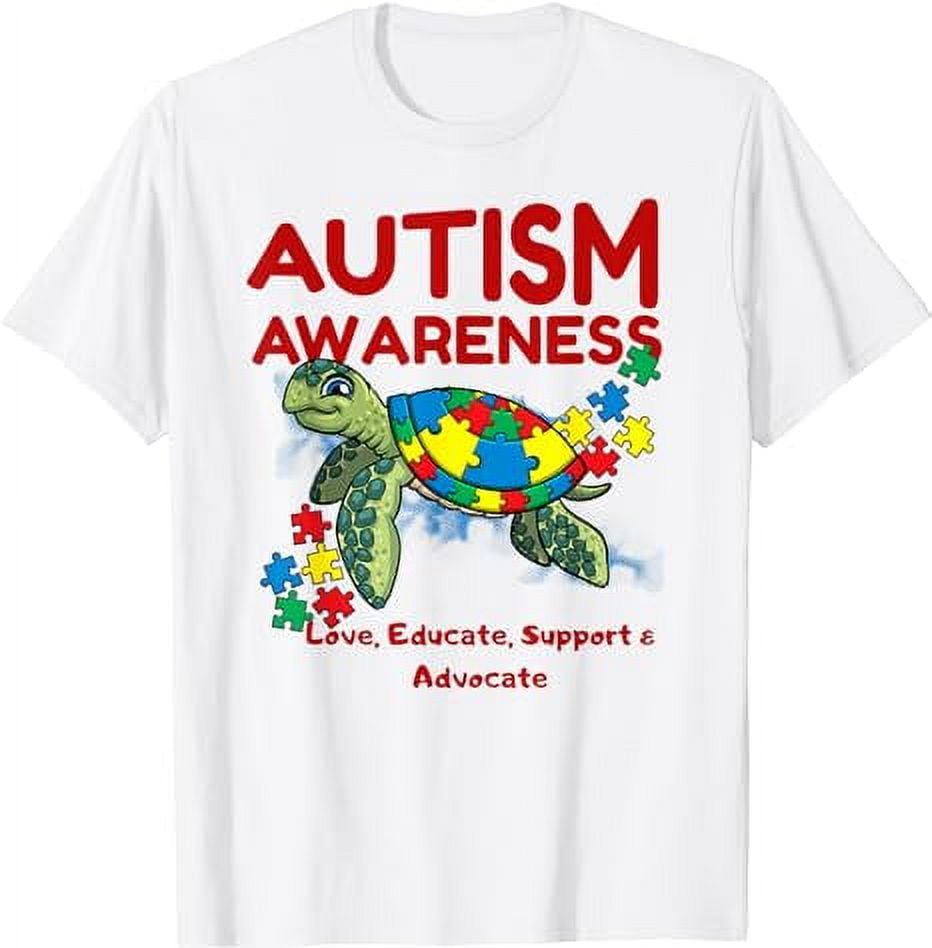 Autism Awareness Turtle Puzzle Mom Kids Teacher Gift Love T-Shirt ...