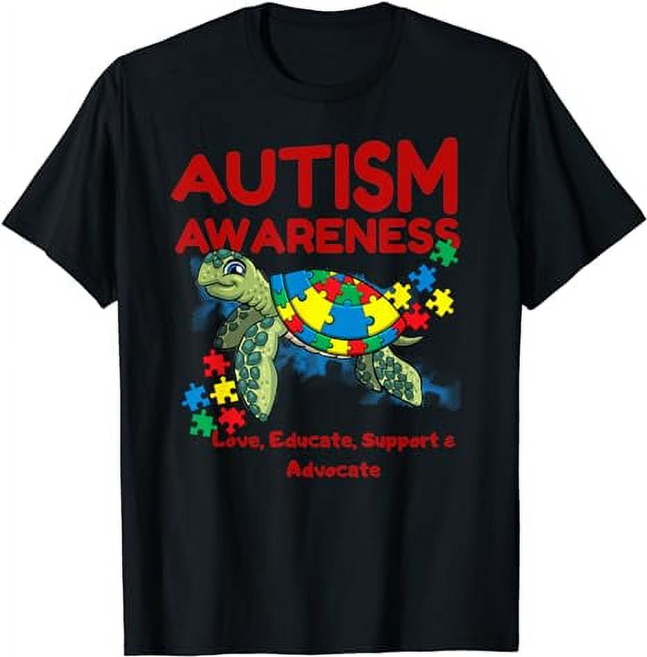 Autism Awareness Turtle Puzzle Mom Kids Teacher Gift Love T-Shirt ...