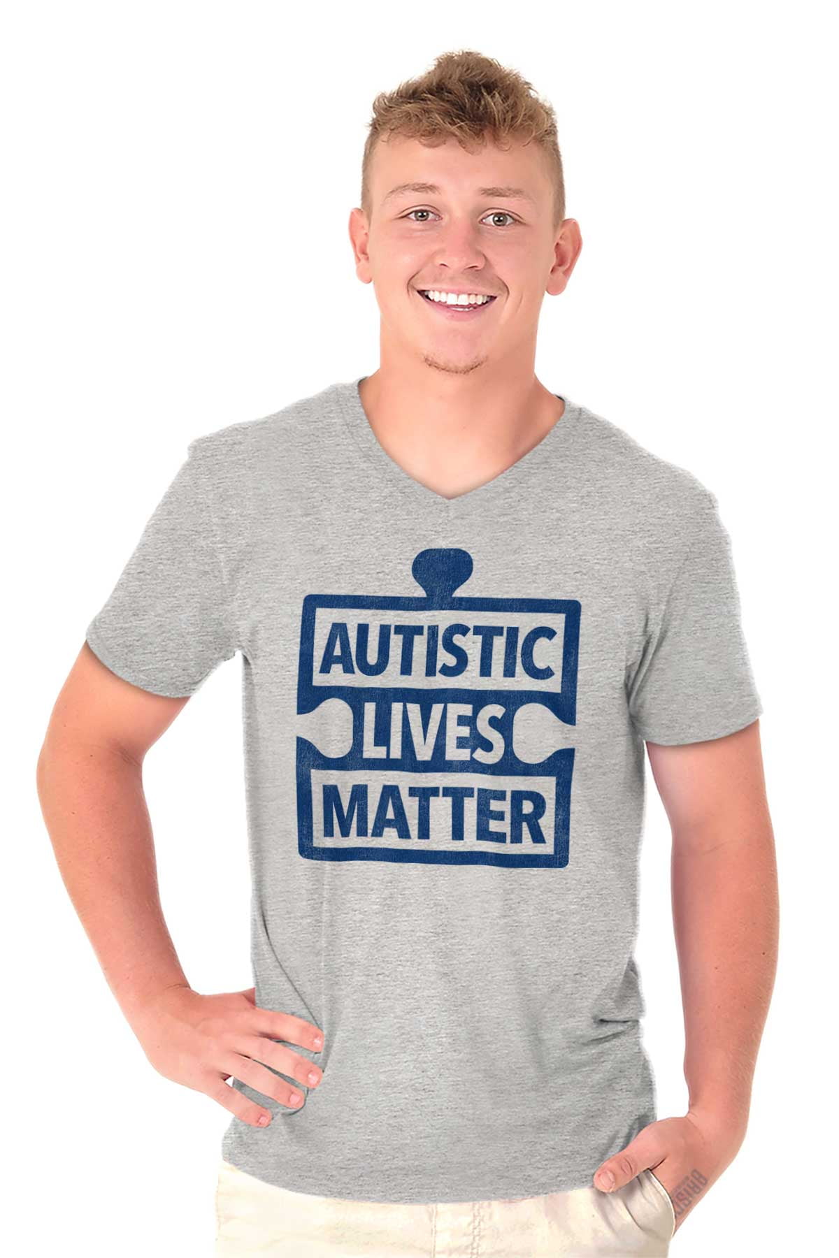 Autism Awareness V-Neck Tees Shirts Tshirt T-Shirt Autistic Lives ...