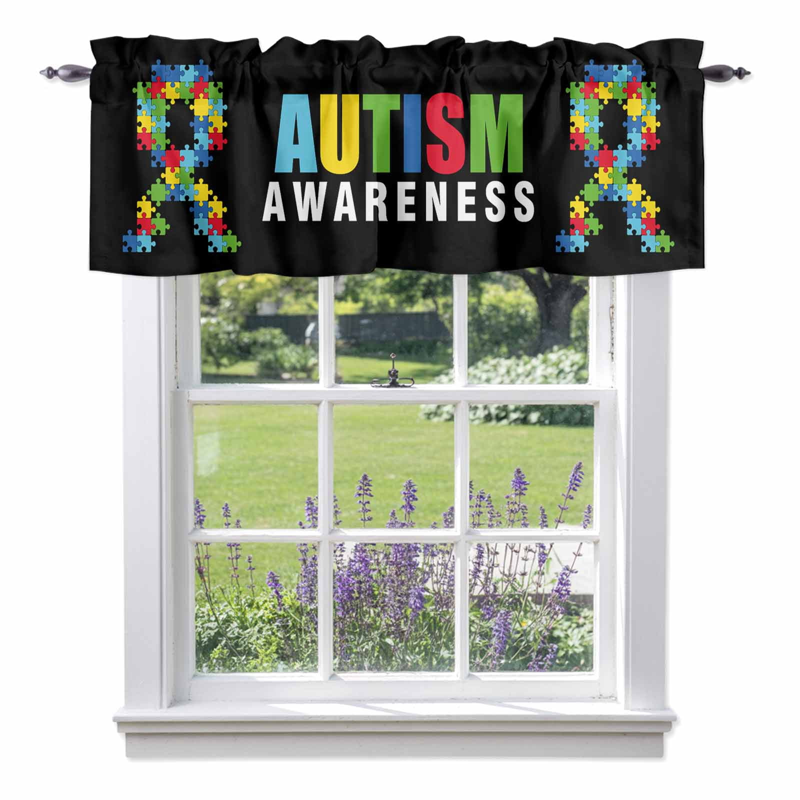 Autism Awareness Valances for Windows, Colorful Blocks Valance Window ...