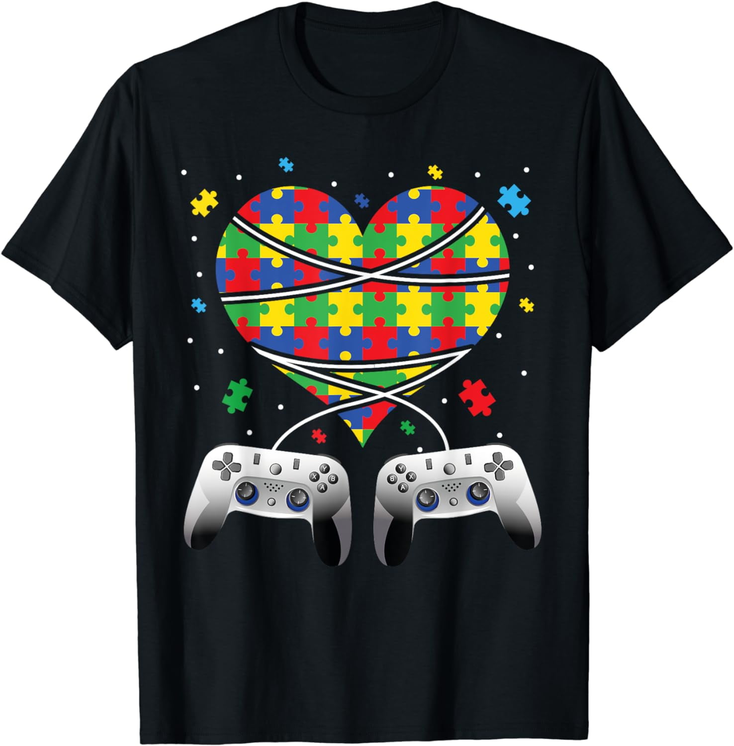 Autism Awareness Video Game Controller Puzzle Pieces T-Shirt - Walmart.com