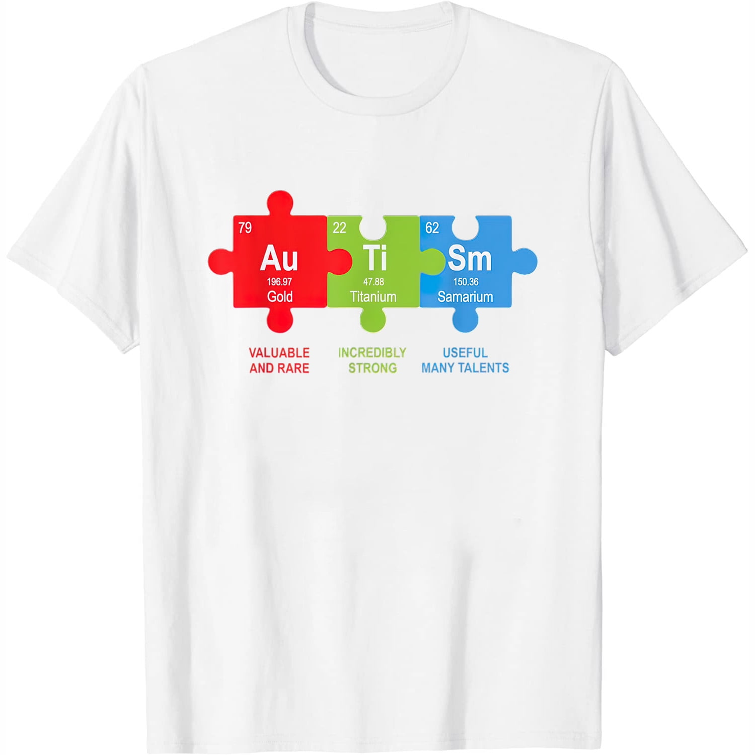 Autism Awareness Women Kids Elewoments Periodic Table ASD T-Shirt White ...