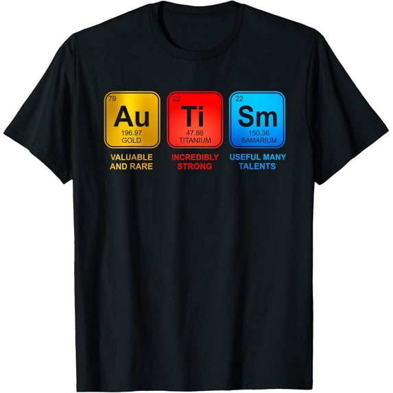 Autism Awareness Women Men Elements Periodic Table Asd T-Shirt ...
