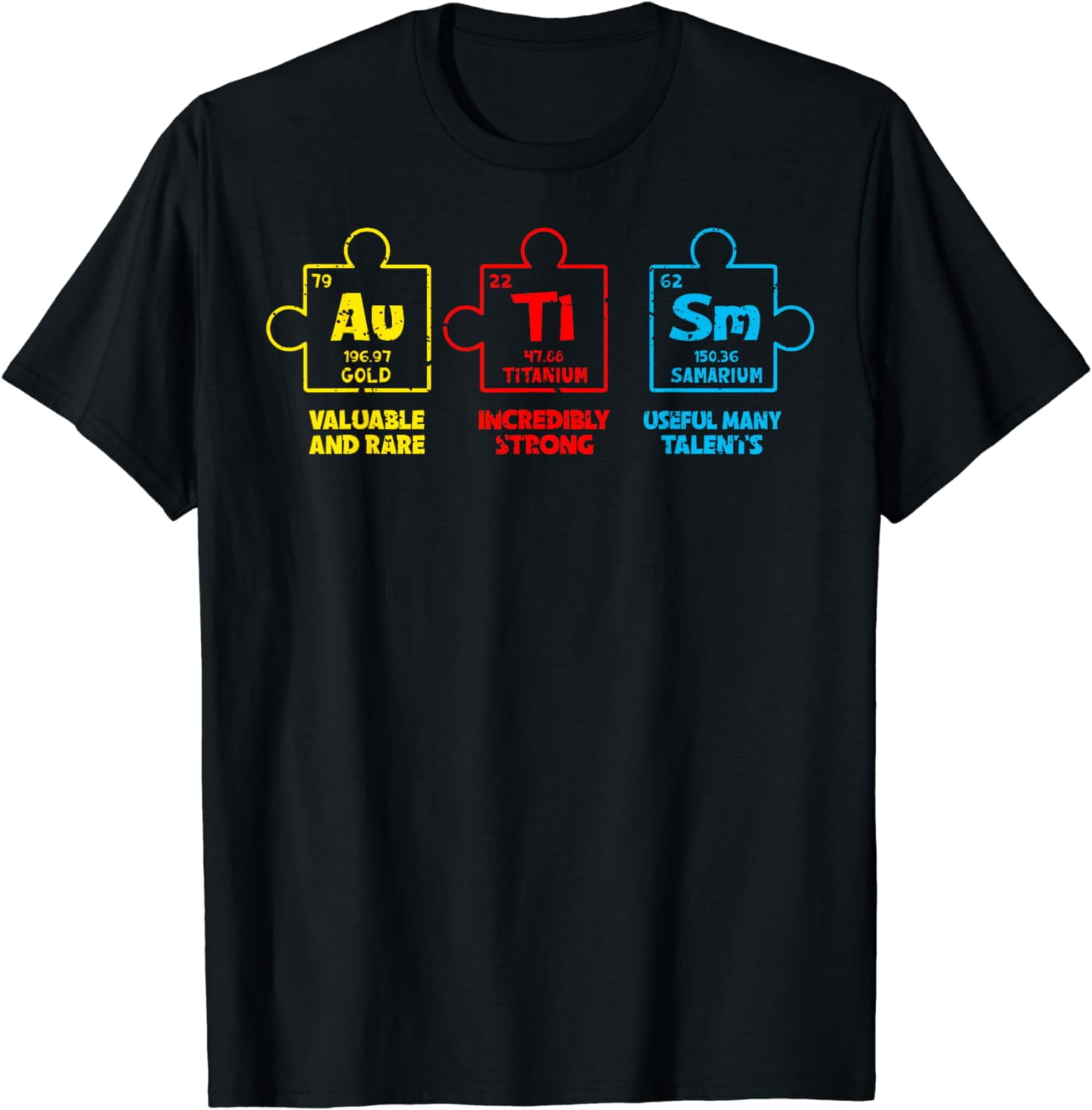 Autism Awareness Women Men Kids Elements Periodic Table ASD Cotton T ...