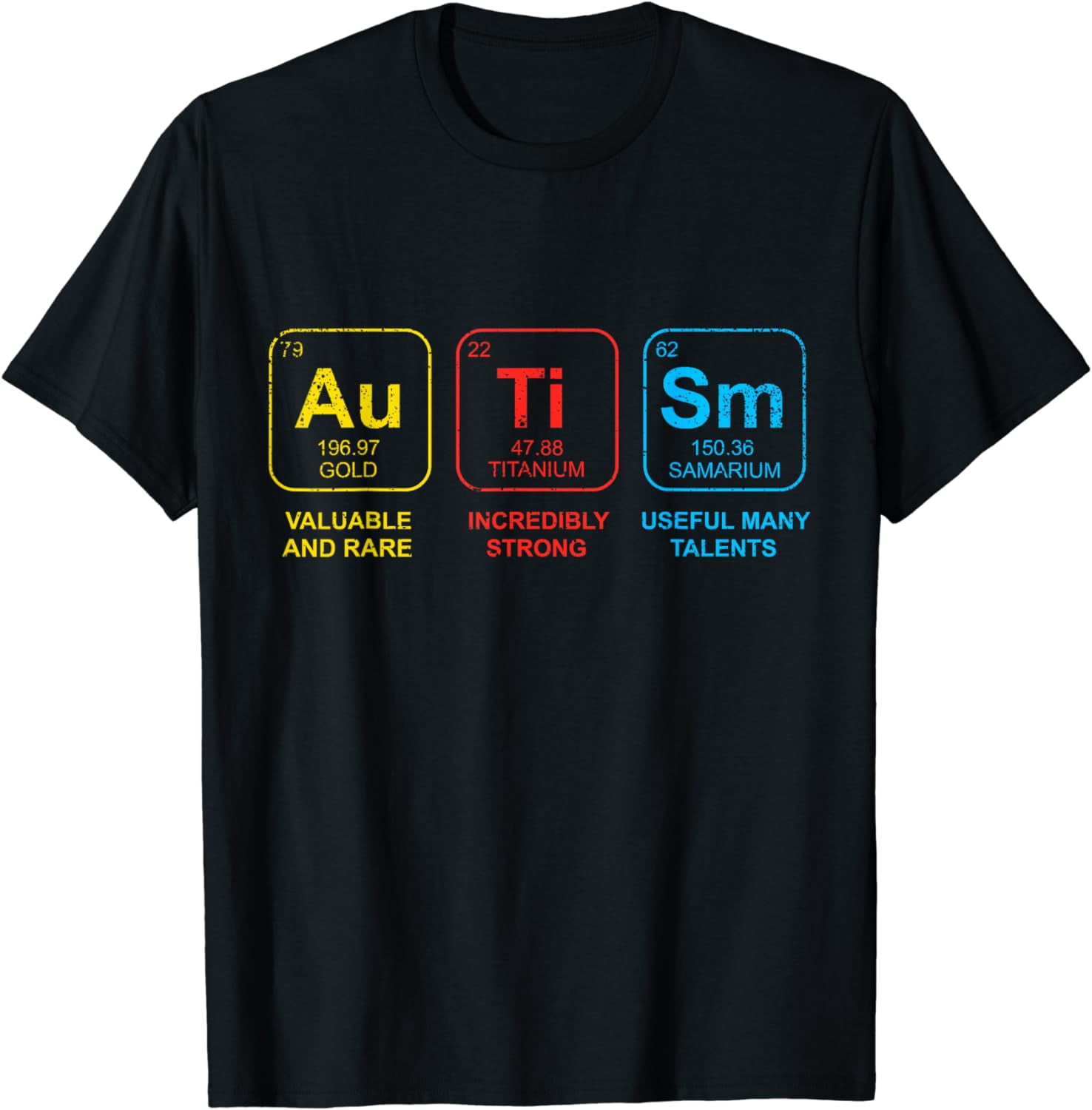 Autism Awareness Women Men Kids Elements Periodic Table ASD T-Shirt ...
