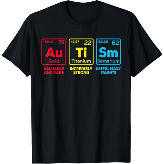 Autism Awareness Women Men Mom Elements Periodic Table Vintage T-Shirt ...