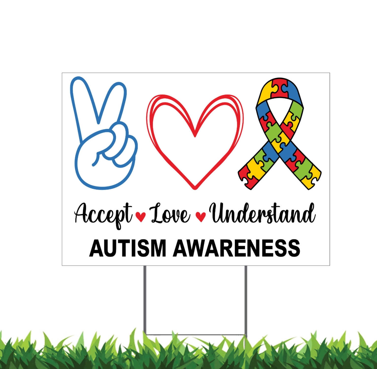 Autism Awareness Yard Sign, Accept Love Sign - Walmart.com