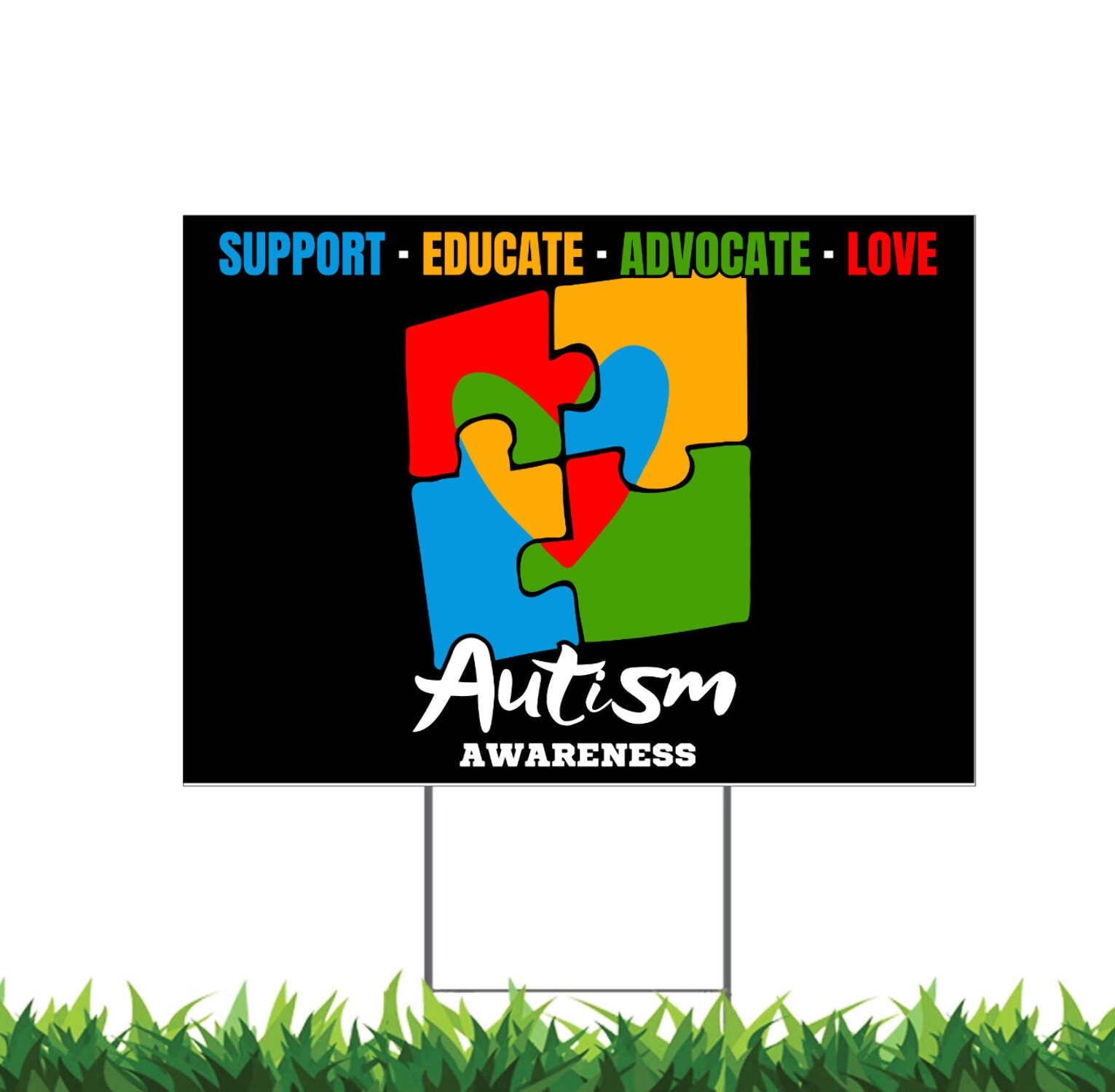 Autism Awareness Yard Sign, Puzzle Piece Sign - Walmart.com