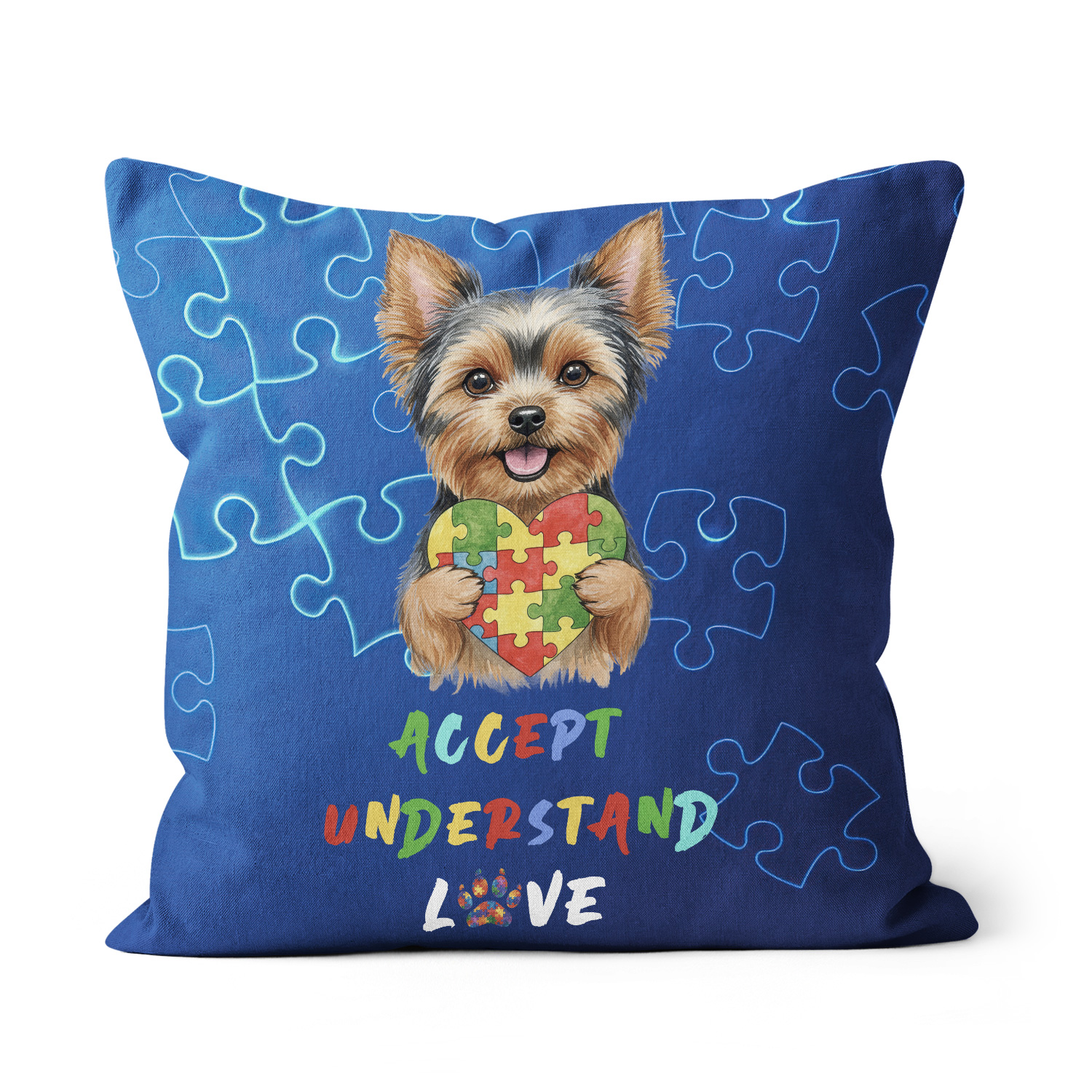 Autism Awareness Yorkshire Terrier Accept Understand Love Pillow ...