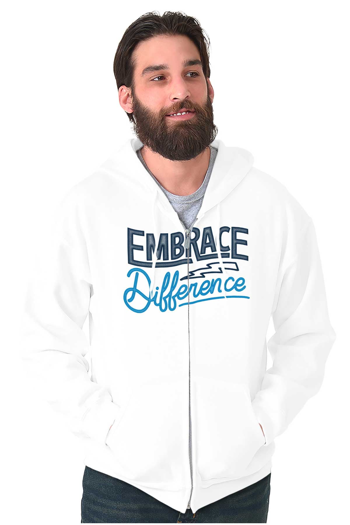 Embrace Differences Autism Awareness Unisex Plus Size Zip Hoodie Brisco ...