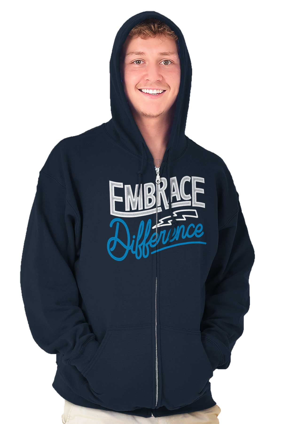 Embrace Differences Autism Awareness Unisex Plus Size Zip Hoodie Brisco ...