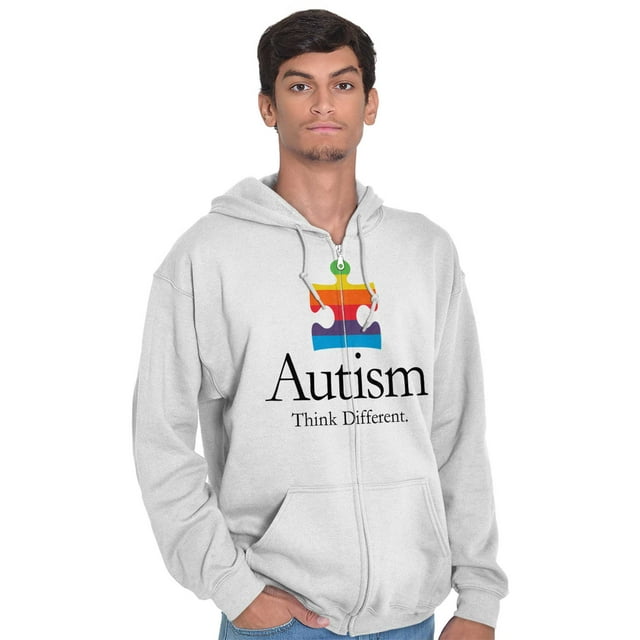 Autism Awareness Zipper Sweat Shirt Zip Sweatshirt Puzzle Piece Think ...