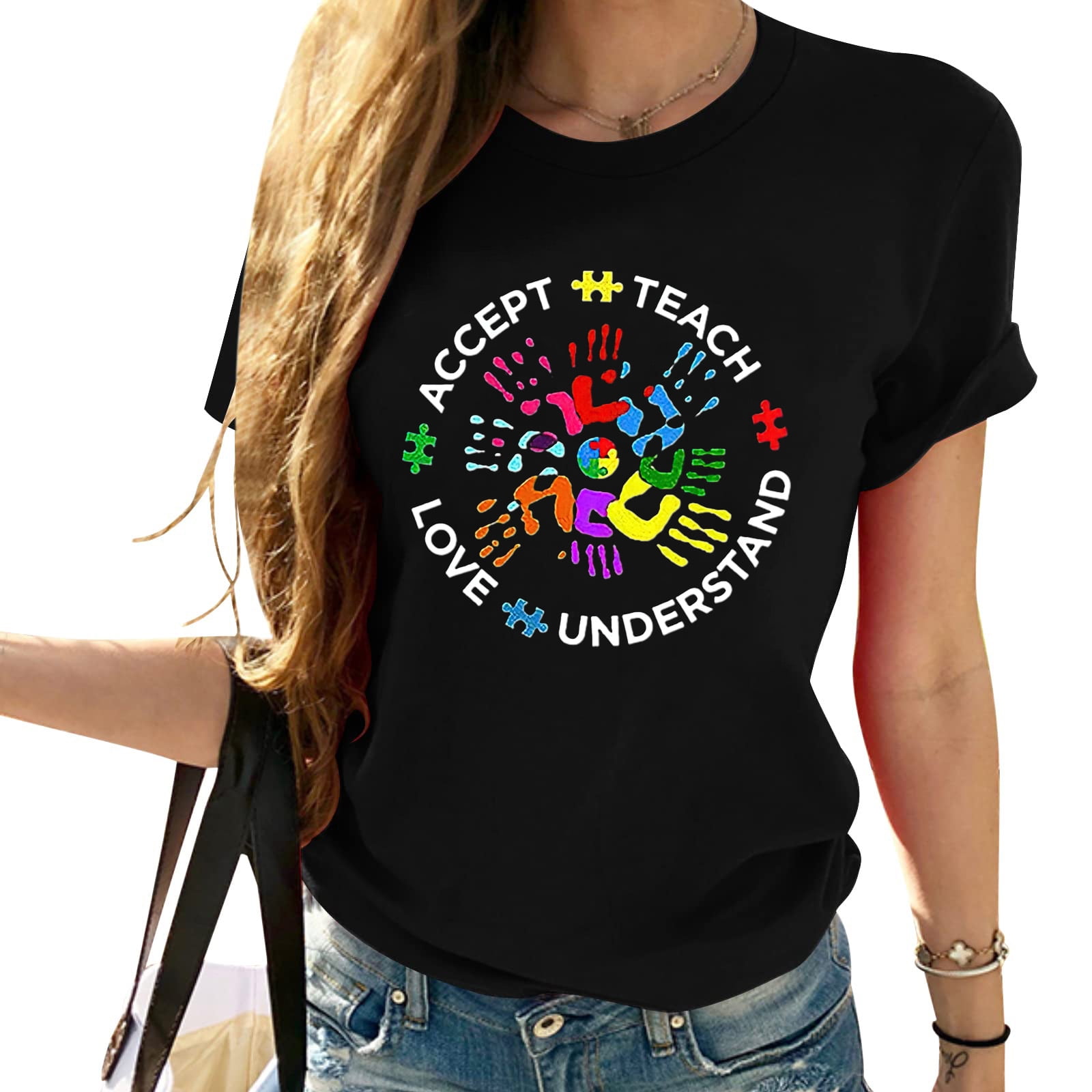 Autism Awarenesss for Women Be Kind Special Educat Women's Cute Summer ...