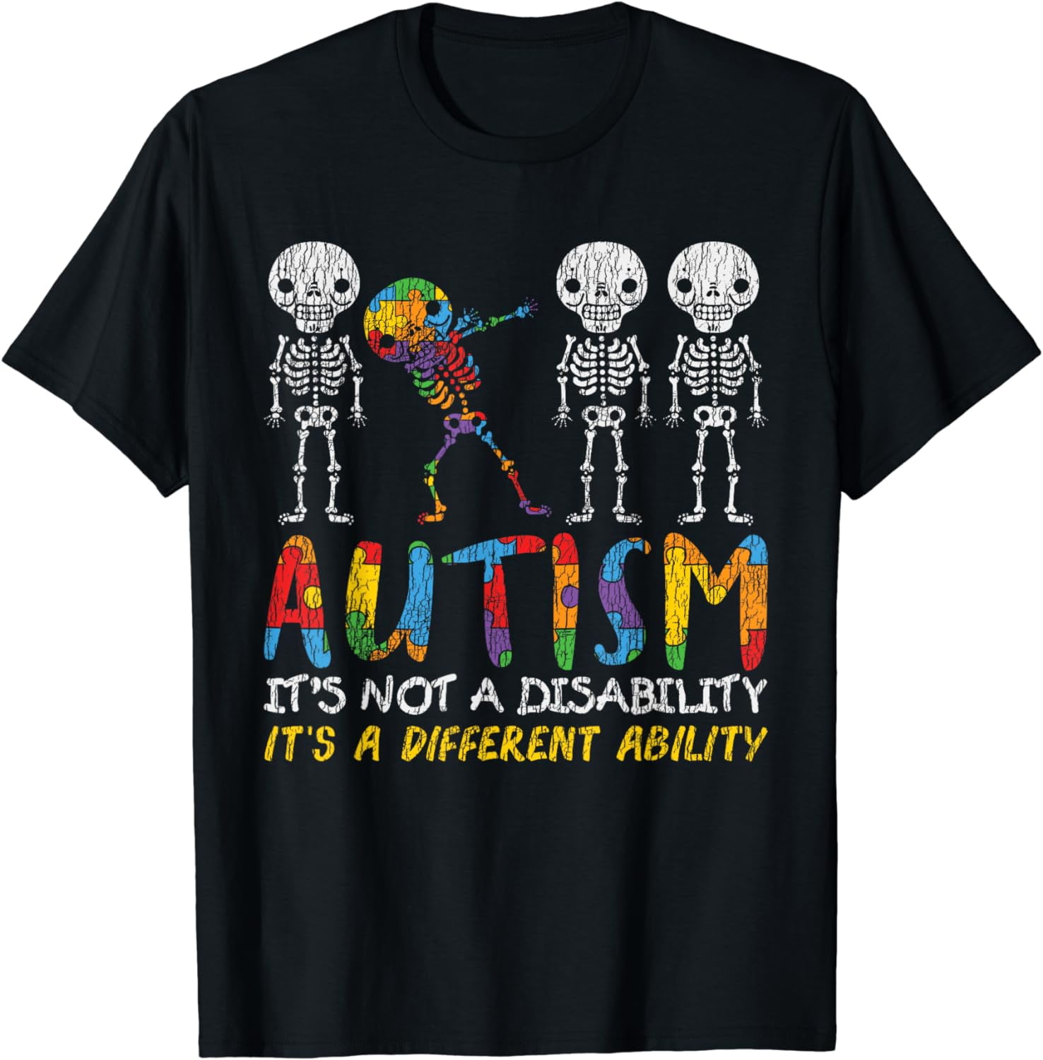 Autism Awerness - Skeleton Dabbing Autistic Kids Awareness T-Shirt ...