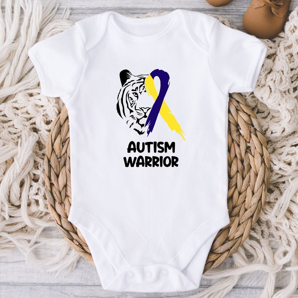 Autism Baby Bodysuit, Autism Warrior Tiger Baby Bodysuit, Autism Day ...
