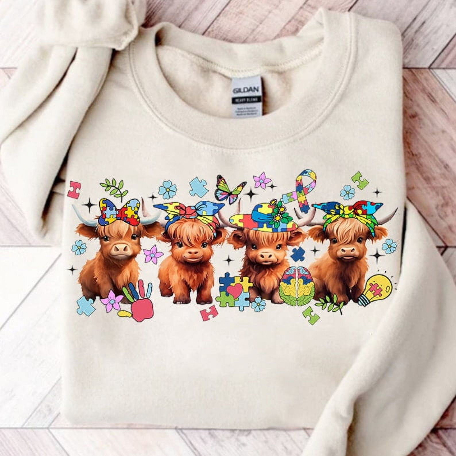 Autism Baby Highland Cow Highland Cow Autism Puzzle Autism Awareness ...