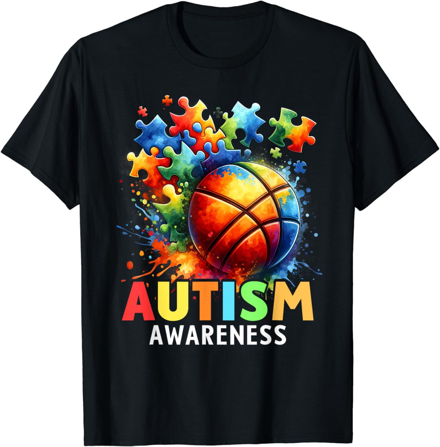 Autism Basketball Autistic Autism Awareness Colorful T-Shirt - Walmart.com