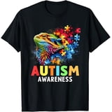 Autism Bearded Dragon Autistic Autism Awareness Colorful T-Shirt ...