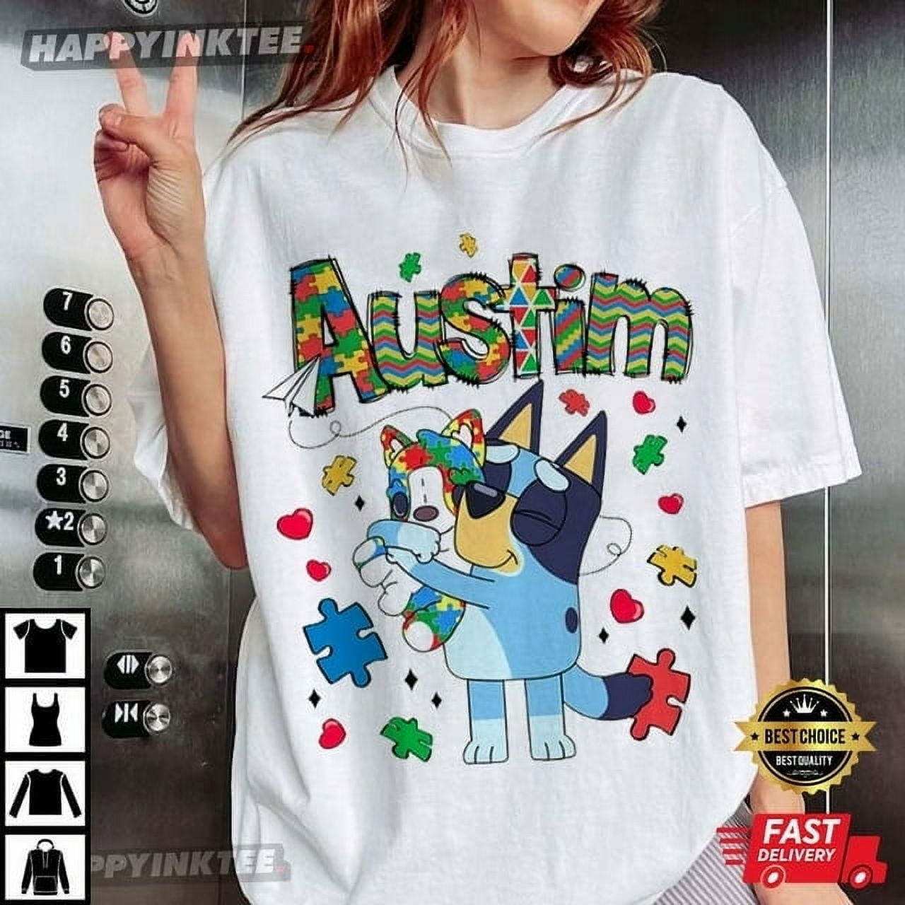 Autism Bluey Autism Support Puzzle T-Shirt, Unisex T-shirt,Royal Blue ...