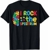 Autism Brain I Rock The Spectrum Awareness Theme Unisex S-5XL T-Shirt ...