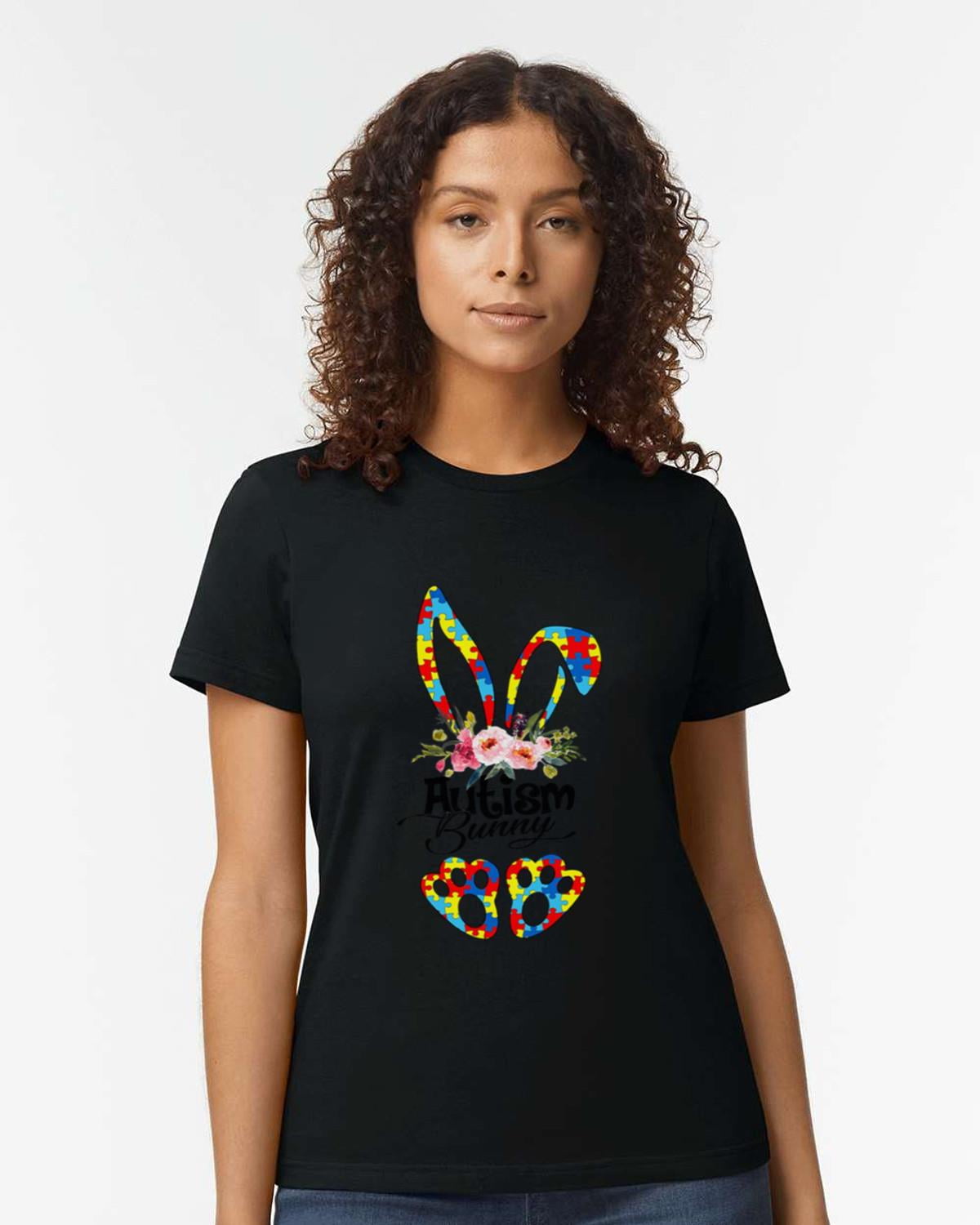 Autism Bunny Easter Floral Graphic Tee - Cute & Supportive Apparel, for ...