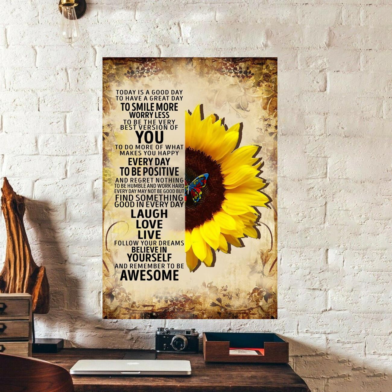 Autism Butterfly And Sunflower Today Is A Good Day A Great Day Poster ...