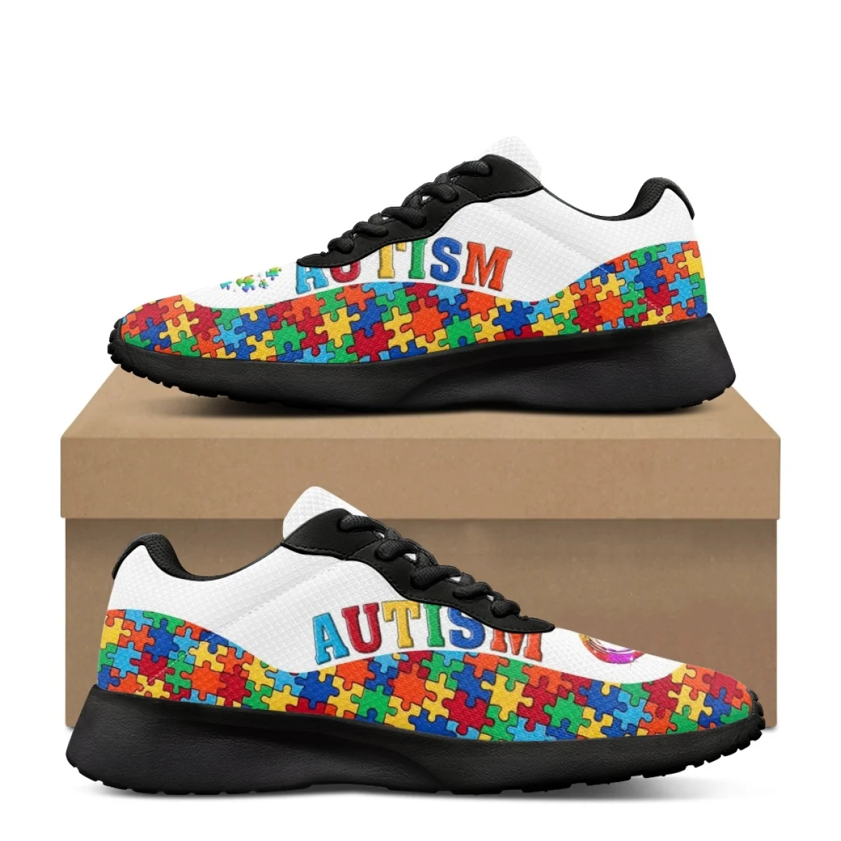Autism Cancer Awareness Print Design Women Running Shoes Flats Outdoor ...