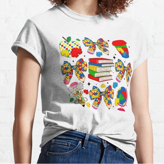 Autism Coquette Teacher Pencil, Autism Bow Classic T-shirt - Walmart.com