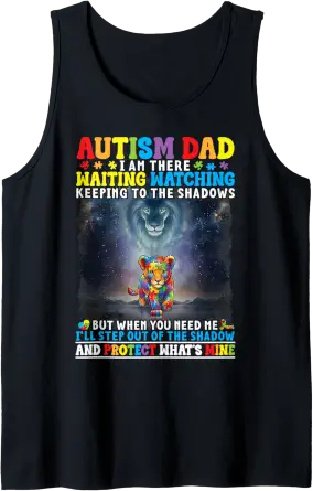 Autism Dad Lion Protector Support Love Autistic Son Daughter Tank Top ...