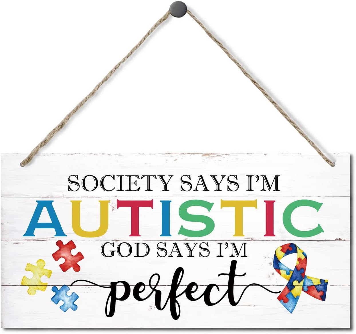 Autism Decor Sign, Society Says I'm Autistic Hanging Wood Sign 6x12 ...