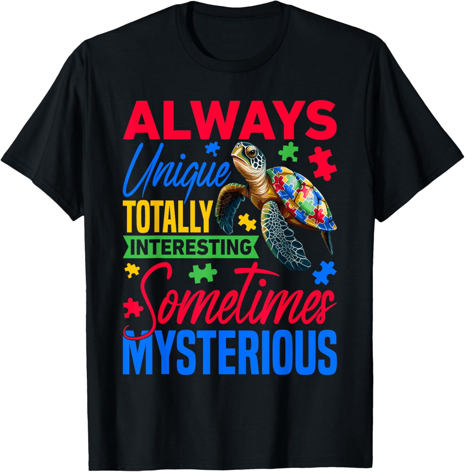 Autism Definition Turtle & Puzzle Pieces Autism Awareness T-Shirt ...