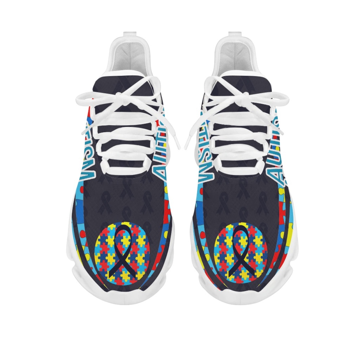 Autism Design Women Flats Casual Lace Up Sneaker Ladies Comfortable ...