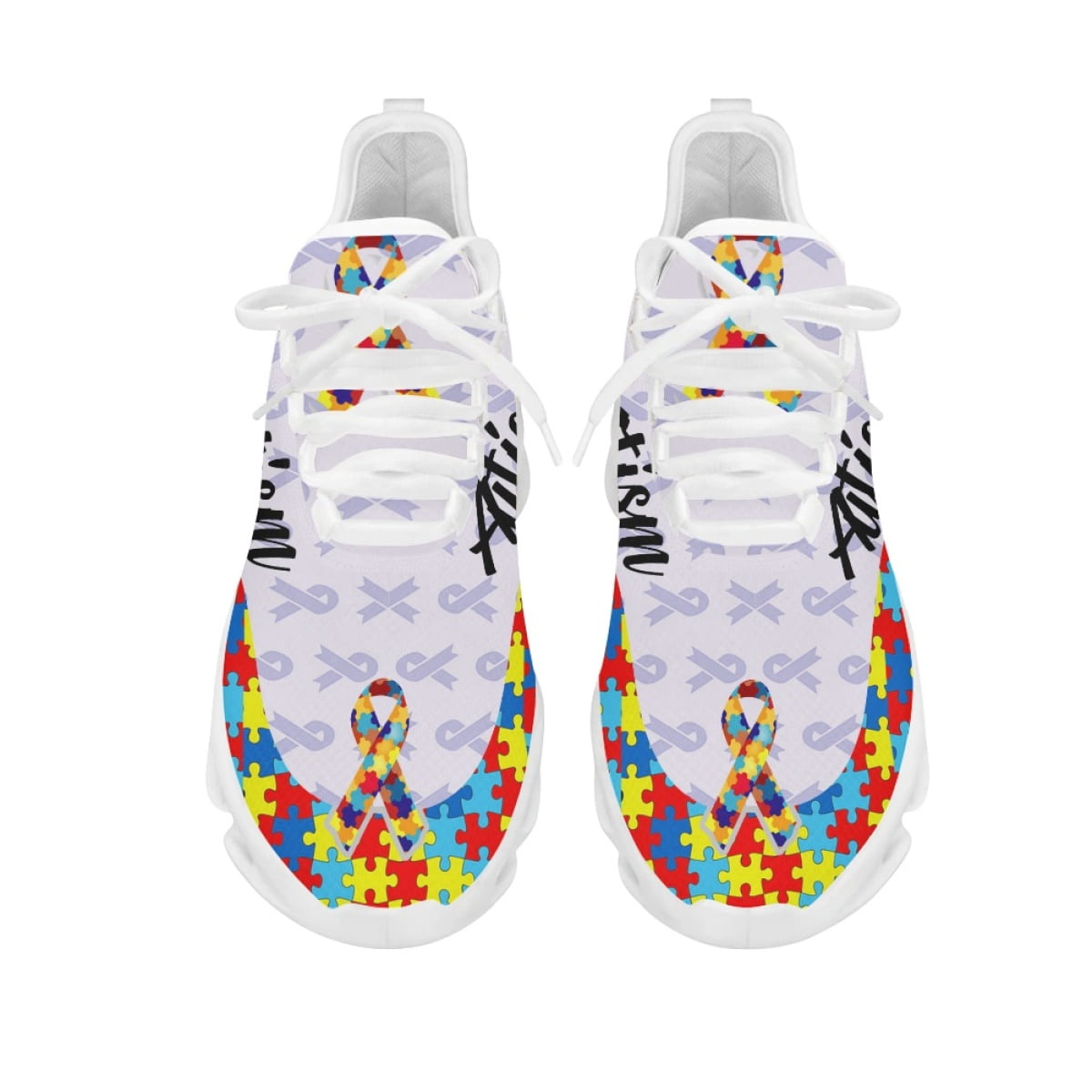 Autism Design Women Flats Casual Lace Up Sneaker Ladies Comfortable ...