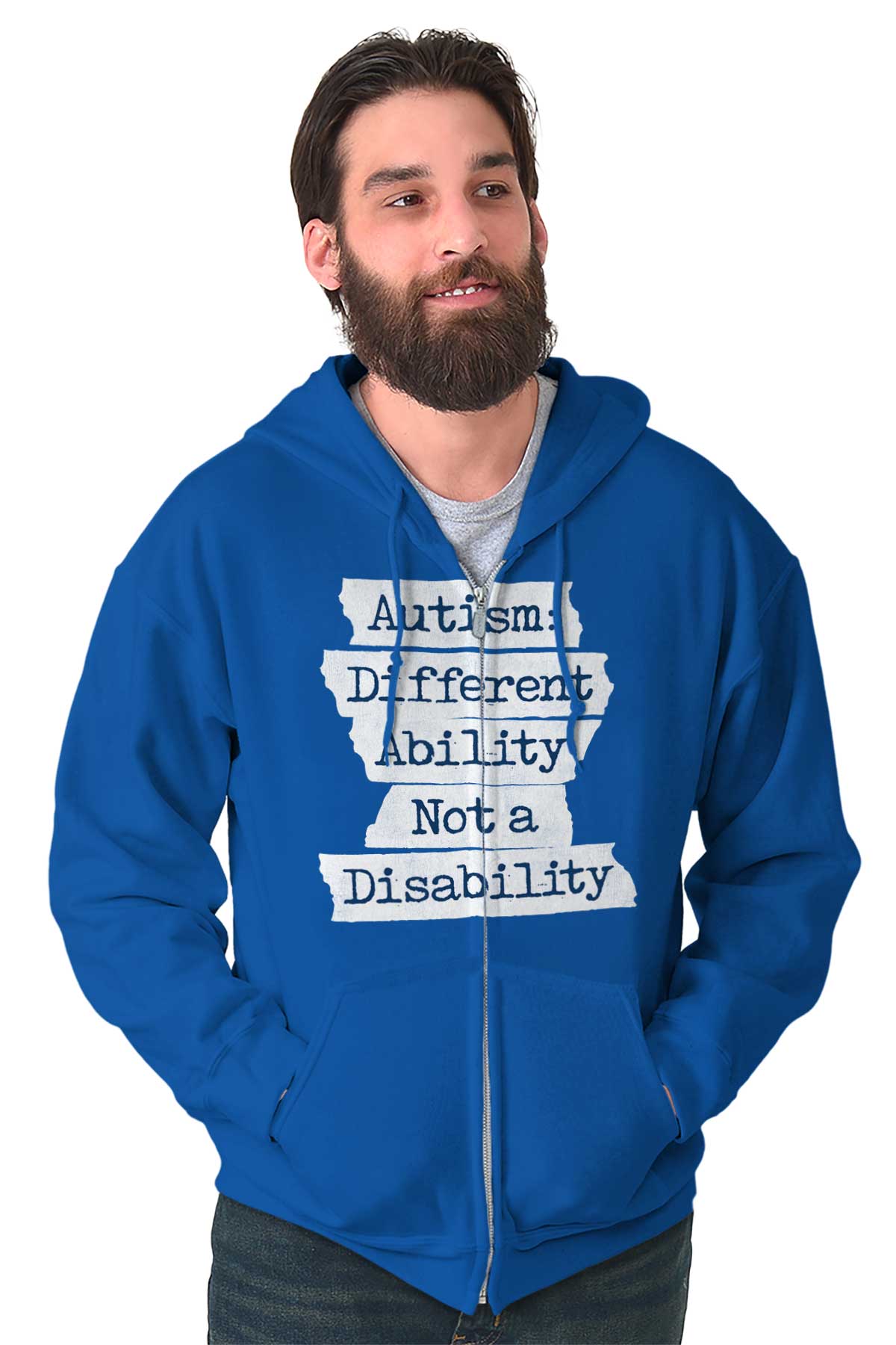 Autism Different Disability Awareness Zip Up Hoodie Men's Women's ...