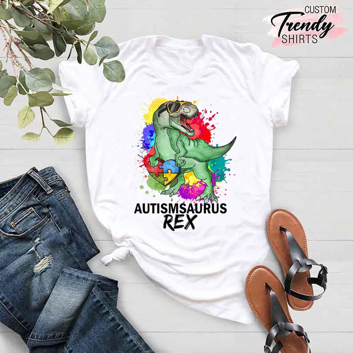 Autism Dinosaur Shirt, T-rex Shirt, Autism Awareness Shirt, Dinosaur ...
