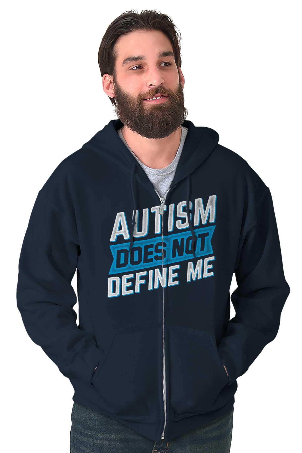 Autism Does Not Define Me Autistic Zip Up Hoodie Men's Women's Brisco ...