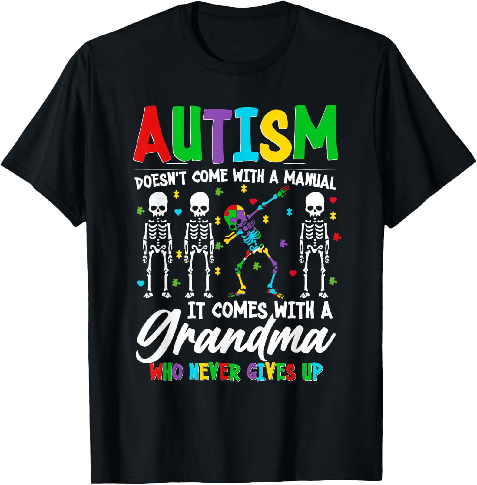 Autism Doesn't Come With A Manual, ASD Autism Grandma T-Shirt - Walmart.com