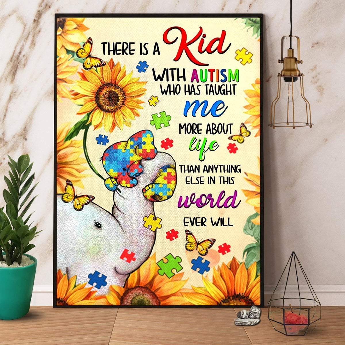 Autism Elephant There Is A Kid With Autism Awareness Satin Poster Wall ...