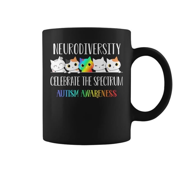 Autism Embrace Neurodiversity Celebrate The Spectrum Cat Coffee Mugs ...