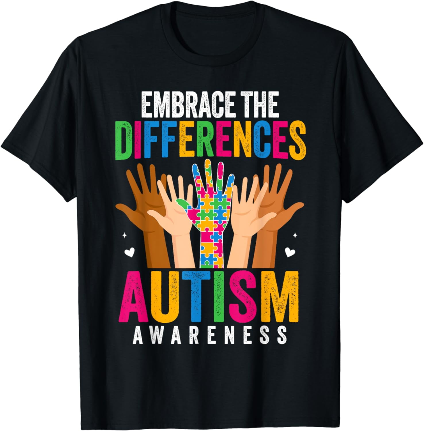 Autism Embrace the Differences Autistic Autism Awareness T-Shirt ...
