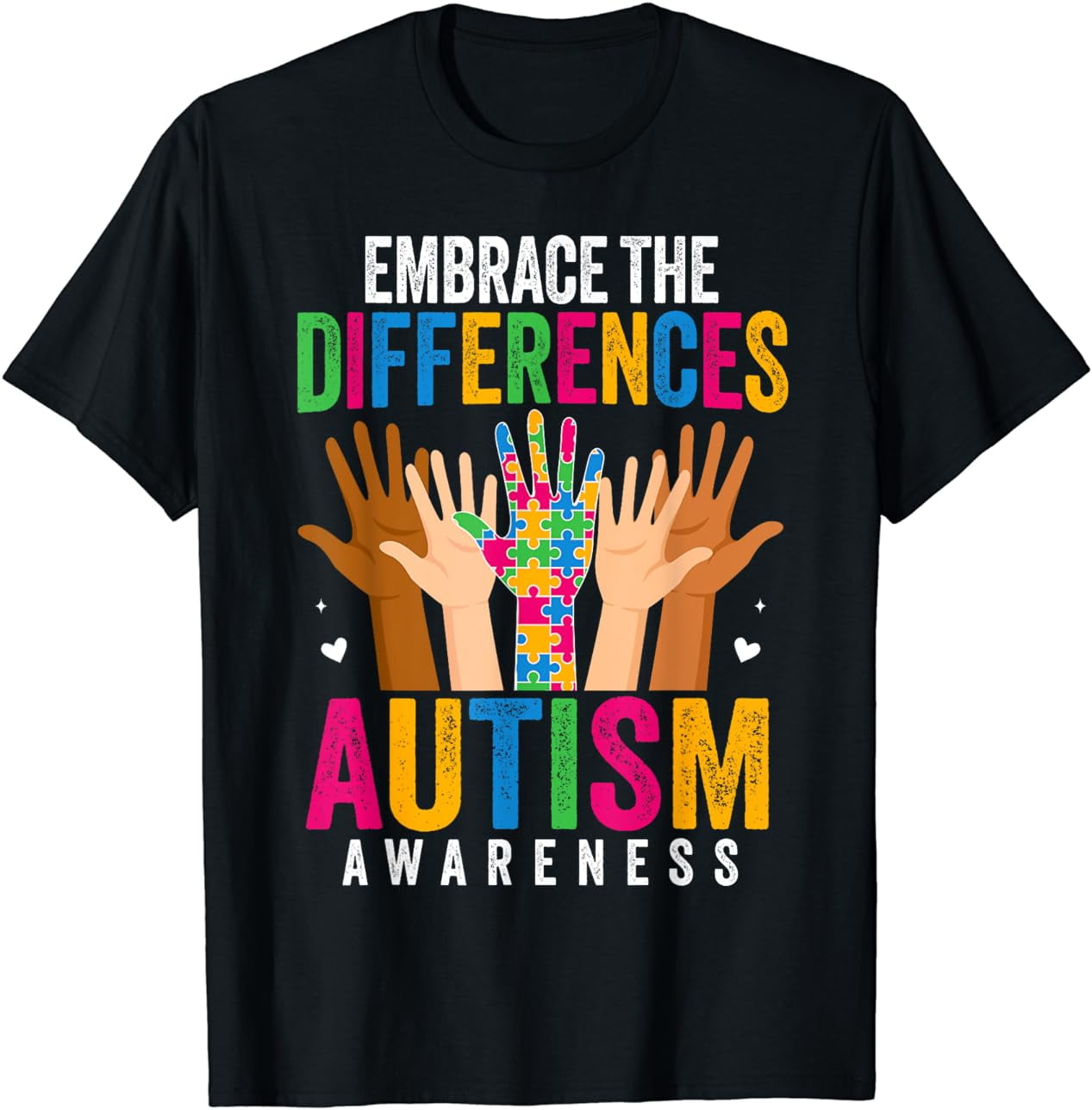 Autism Embrace the Differences Autistic Autism Awareness T-Shirt ...