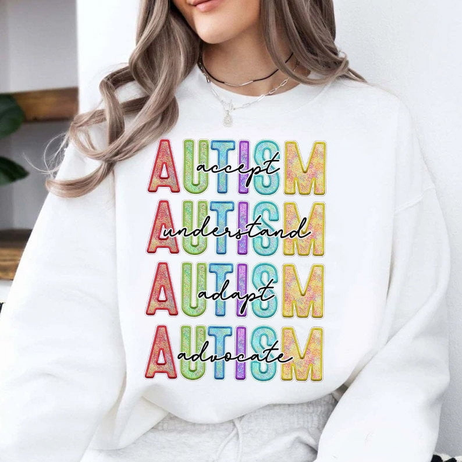 Autism Embroidered Glitter Autism Design Autism Accept Understand Love ...