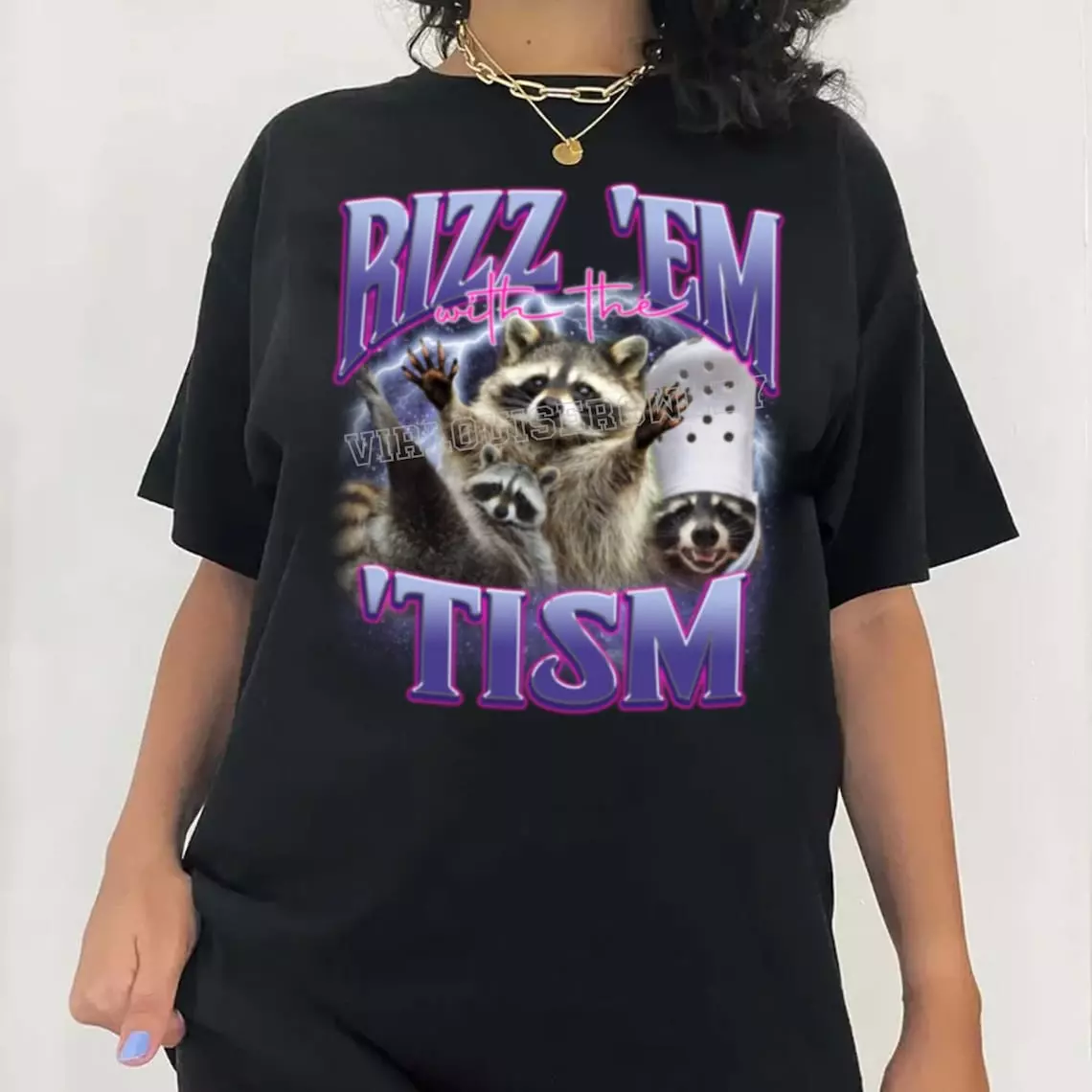 Autism Funny Rizz Em With The Tism Meme Autistic Opossum T-Shirt ...