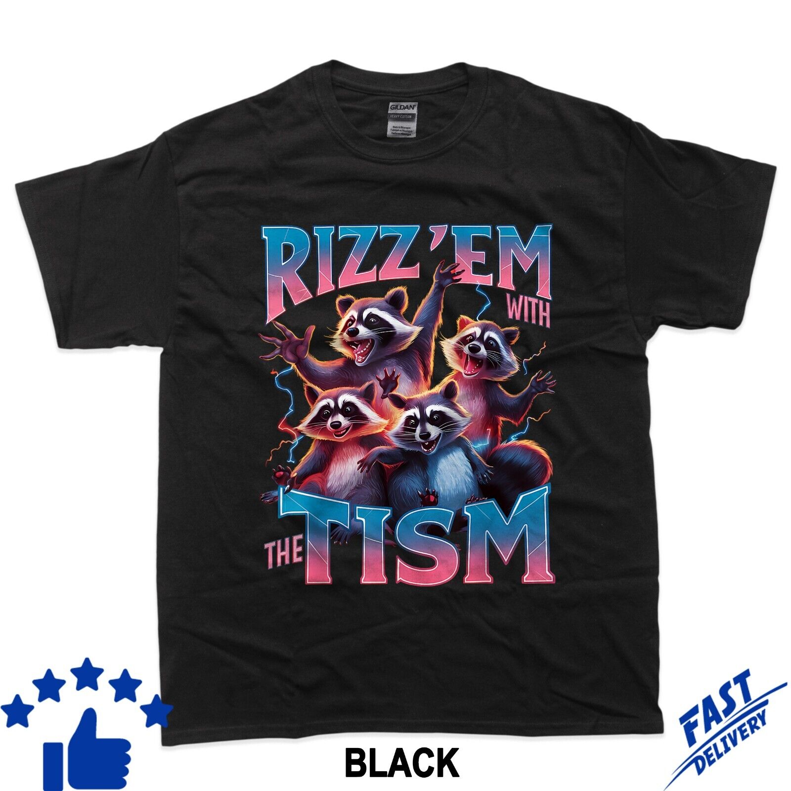 Autism Funny Rizz Em With The Tism Meme Autistic Racoon T-Shirt ...