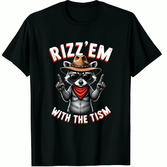 Autism Funny Rizz Em with The Tism Meme Autistic Raccoon Graphic Crew ...