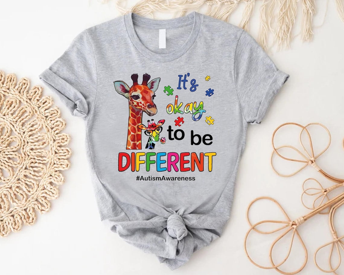 Autism Giraffe Be Different Shirt, Neurodiversity Gift,Autism Acceptance Tee,Autistic Child Gift ...