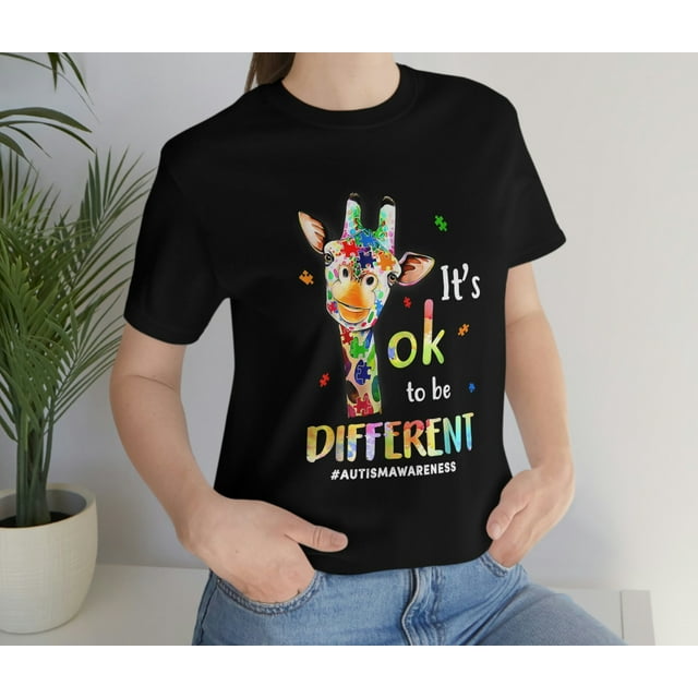 Autism Giraffe It's Ok To Be Different Shirt- Puzzle Autism Symbol ...
