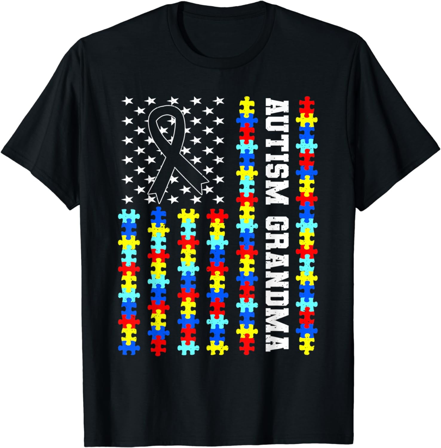 Autism Grandma Puzzle USA Flag Autism Awareness Family T-Shirt - Walmart.com