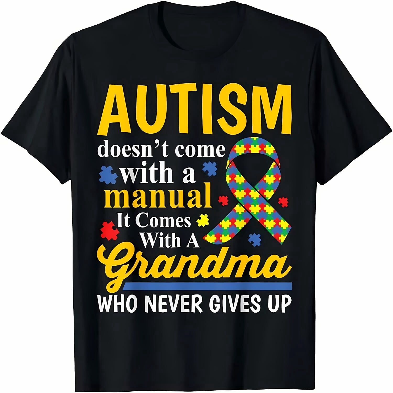 Autism Grandma T-Shirt Puzzle Ribbon Print For Grandmothers - Walmart.com