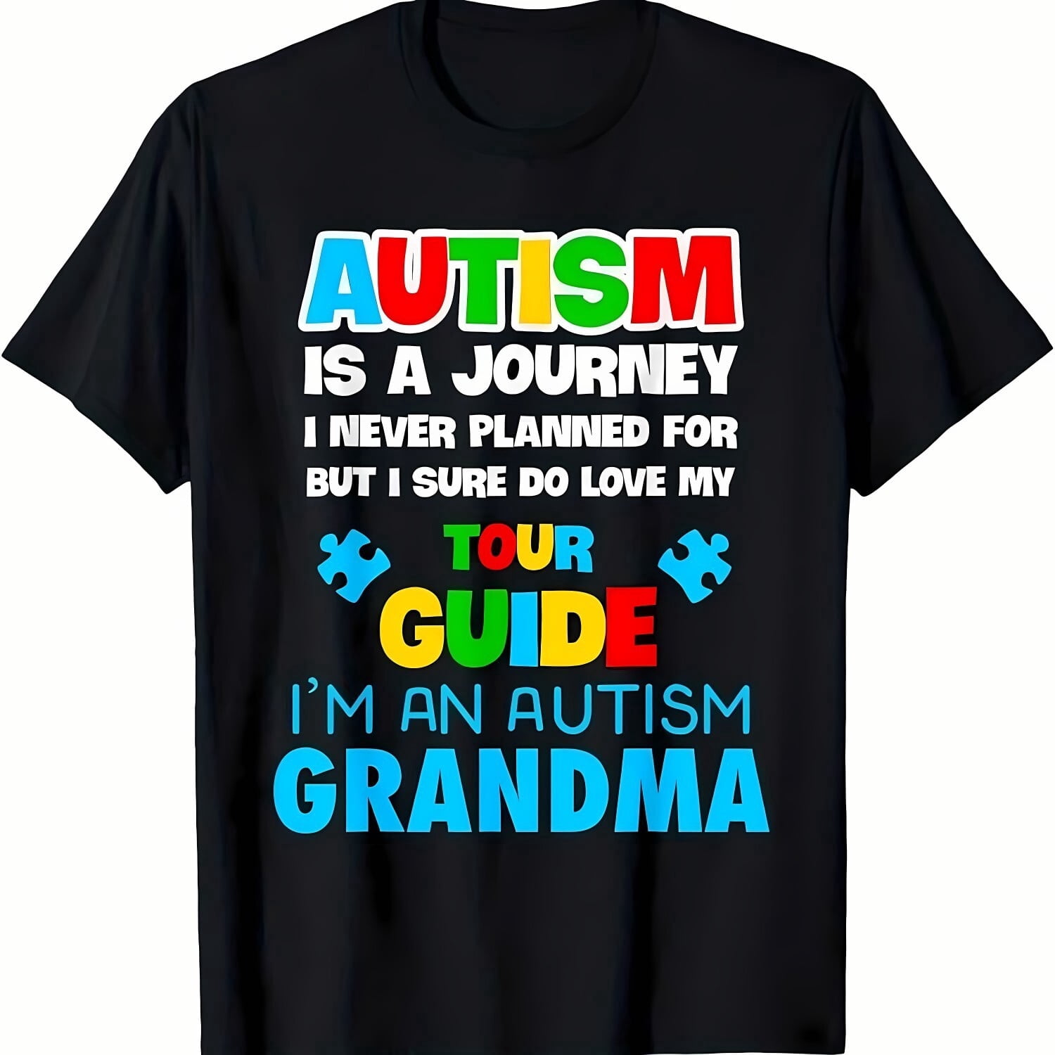 Autism Grandma Tour Guide T-Shirt Colorful Typography For Grandmothers ...